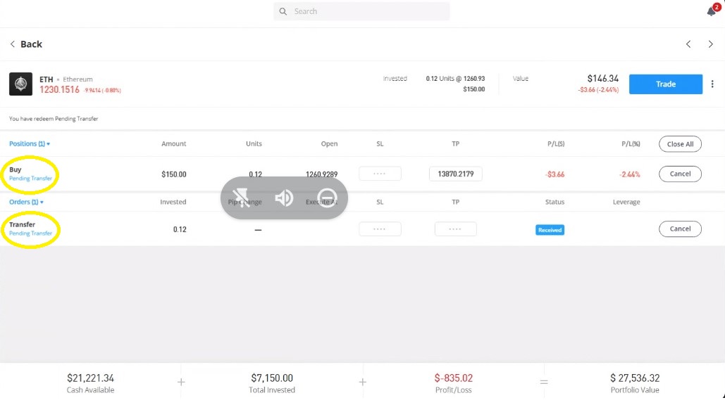 What is the status of my transfer? | eToro Help