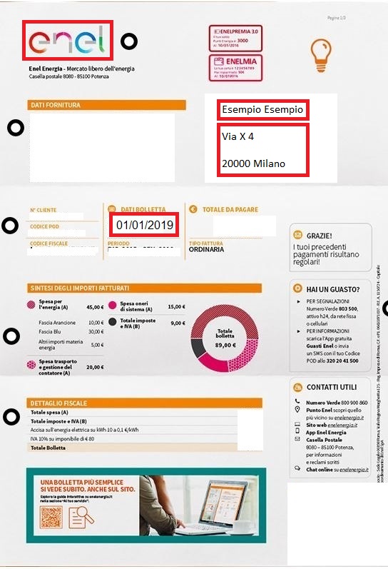 Esempi di documenti accettati come prova di indirizzo in Italia ...